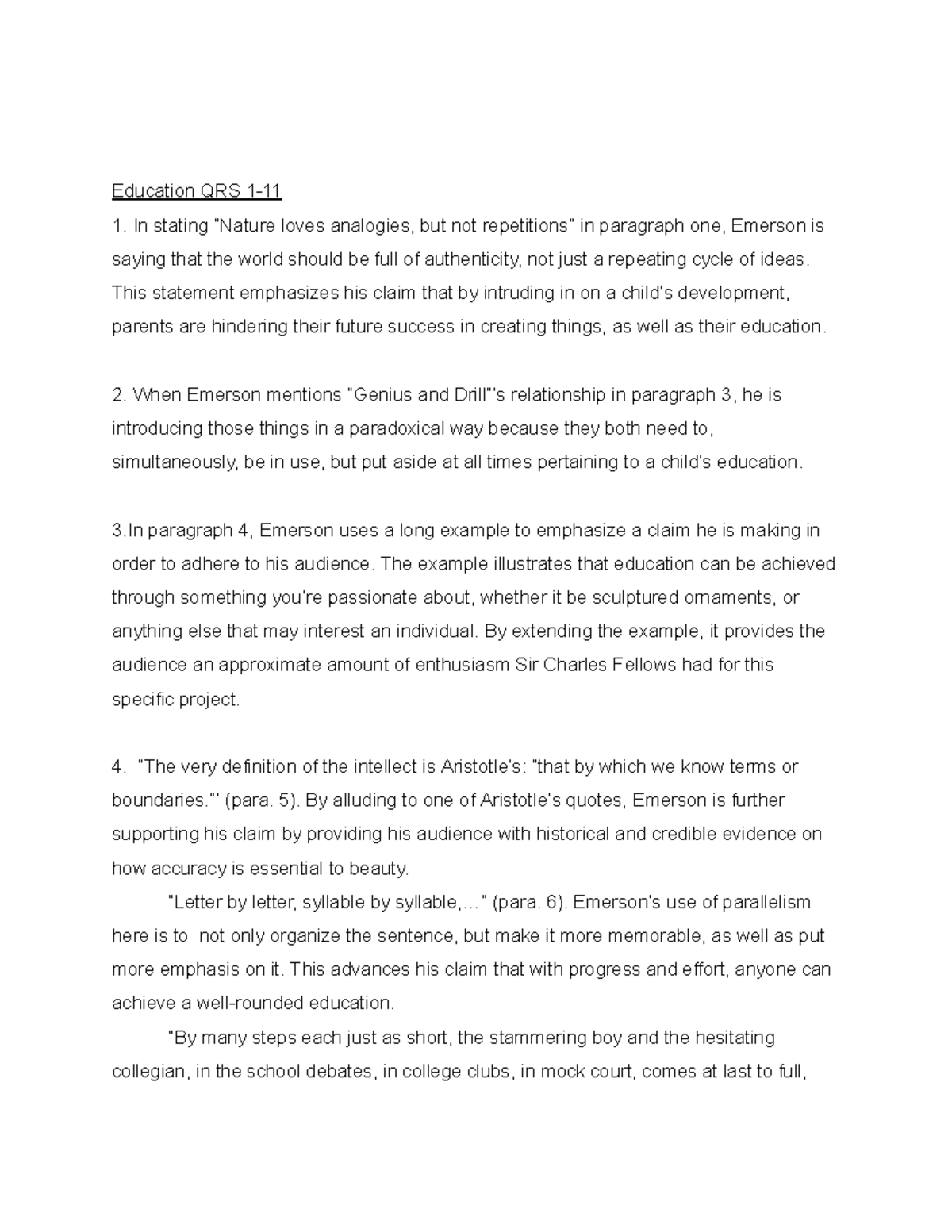 WAD #8 - study guide - Education QRS 1- In stating “Nature loves ...