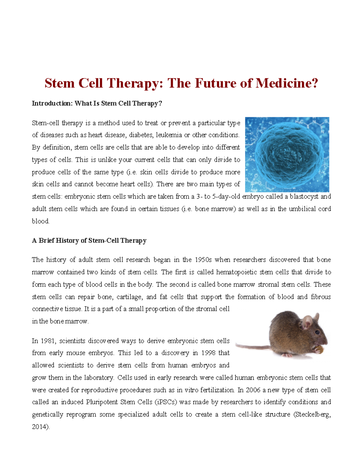 Stem Cell Therapy GRADE 10 - Stem Cell Therapy: The Future of Medicine ...