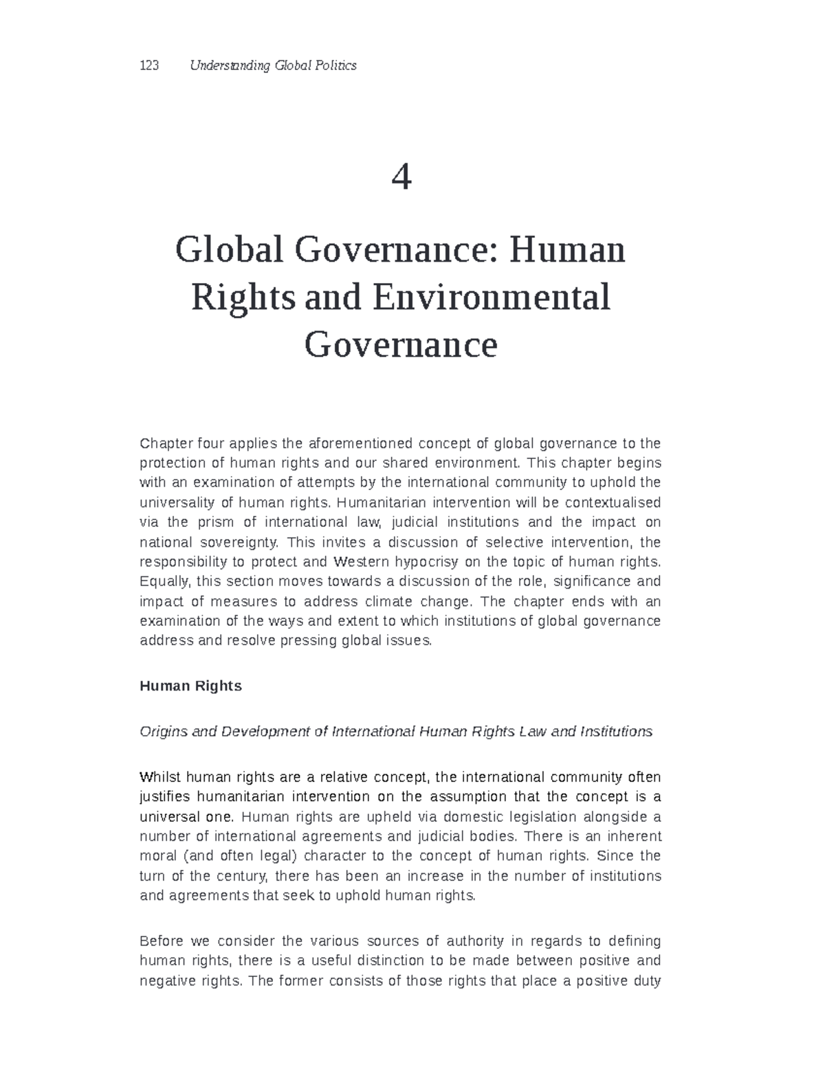 Week 8 reading human rights - 123 Understanding Global Politics 4 ...