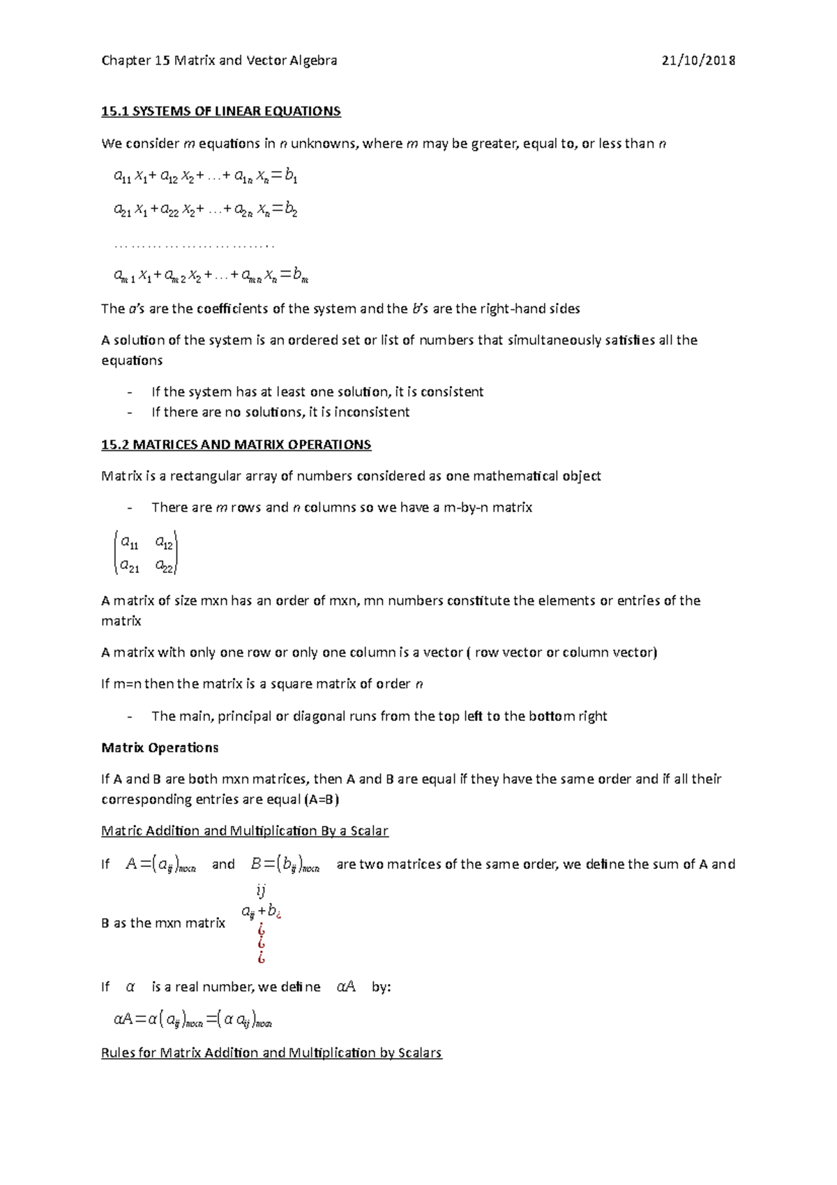Chapter 15 Matrix and Vector Algebra - Essential Mathematics for ...