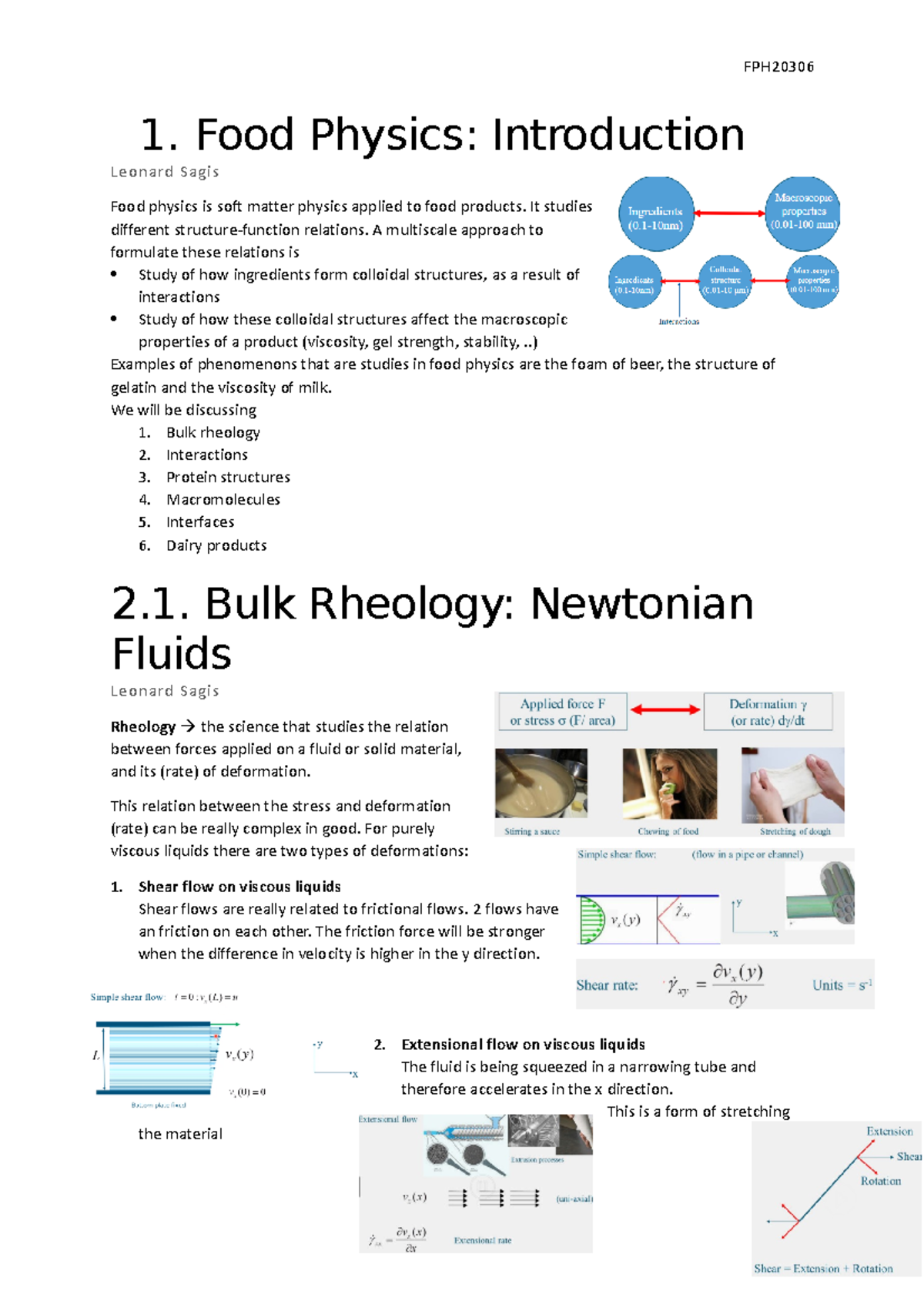 FPH20306 Chapter 1-7 - 1. Food Physics: Introduction Leonard Sagis Food ...