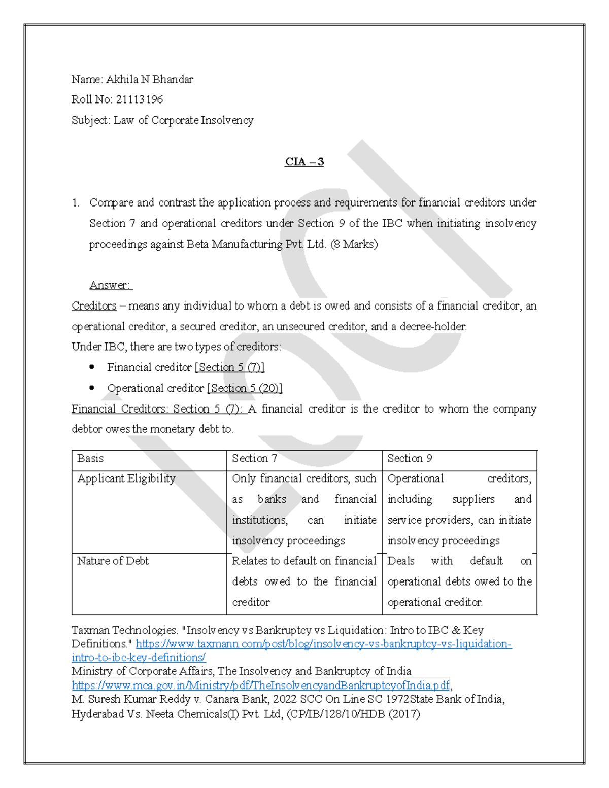 CIA 3 - Assigmnet - Name: Akhila N Bhandar Roll No: 21113196 Subject ...