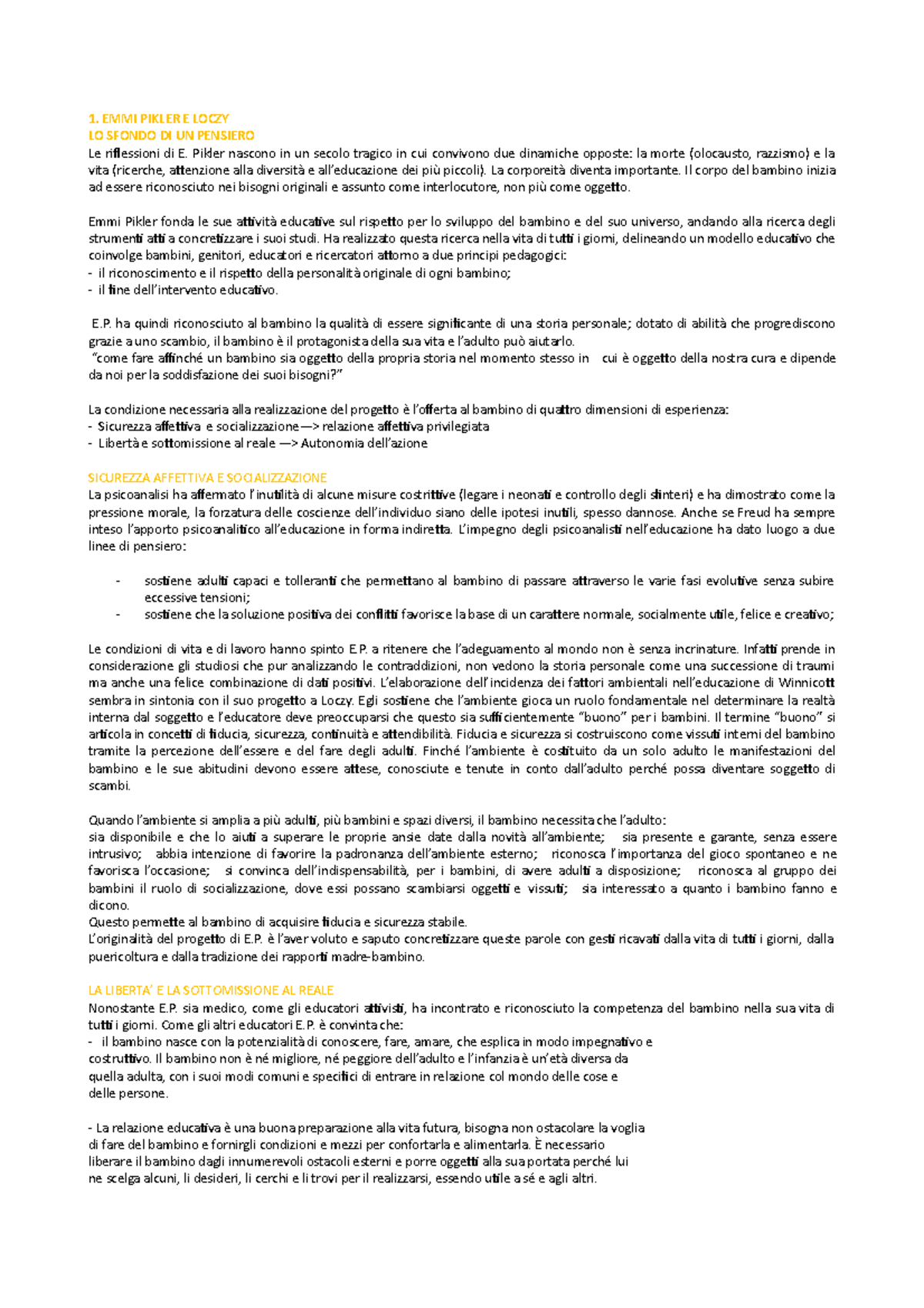 Primi 3 capitoli - 1. EMMI PIKLER E LOCZY LO SFONDO DI UN PENSIERO Le ...