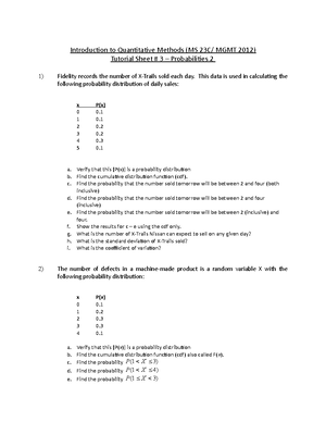 MGMT2012 201610 - Past Paper - Quantitative Methods - Studocu