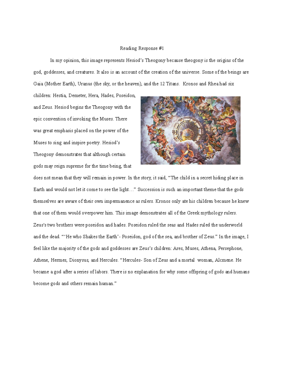 2020- Intro to Mythology- Assignment - Reading Response # In my opinion ...