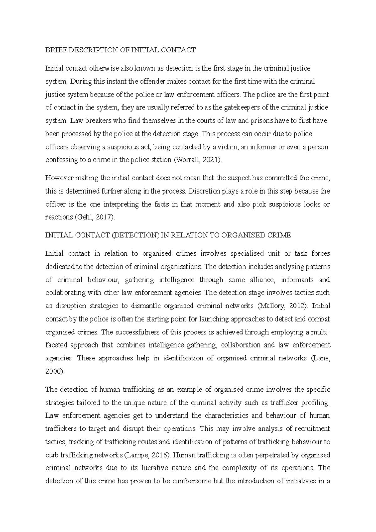 Brief Description OF Initial Contact - BRIEF DESCRIPTION OF INITIAL ...