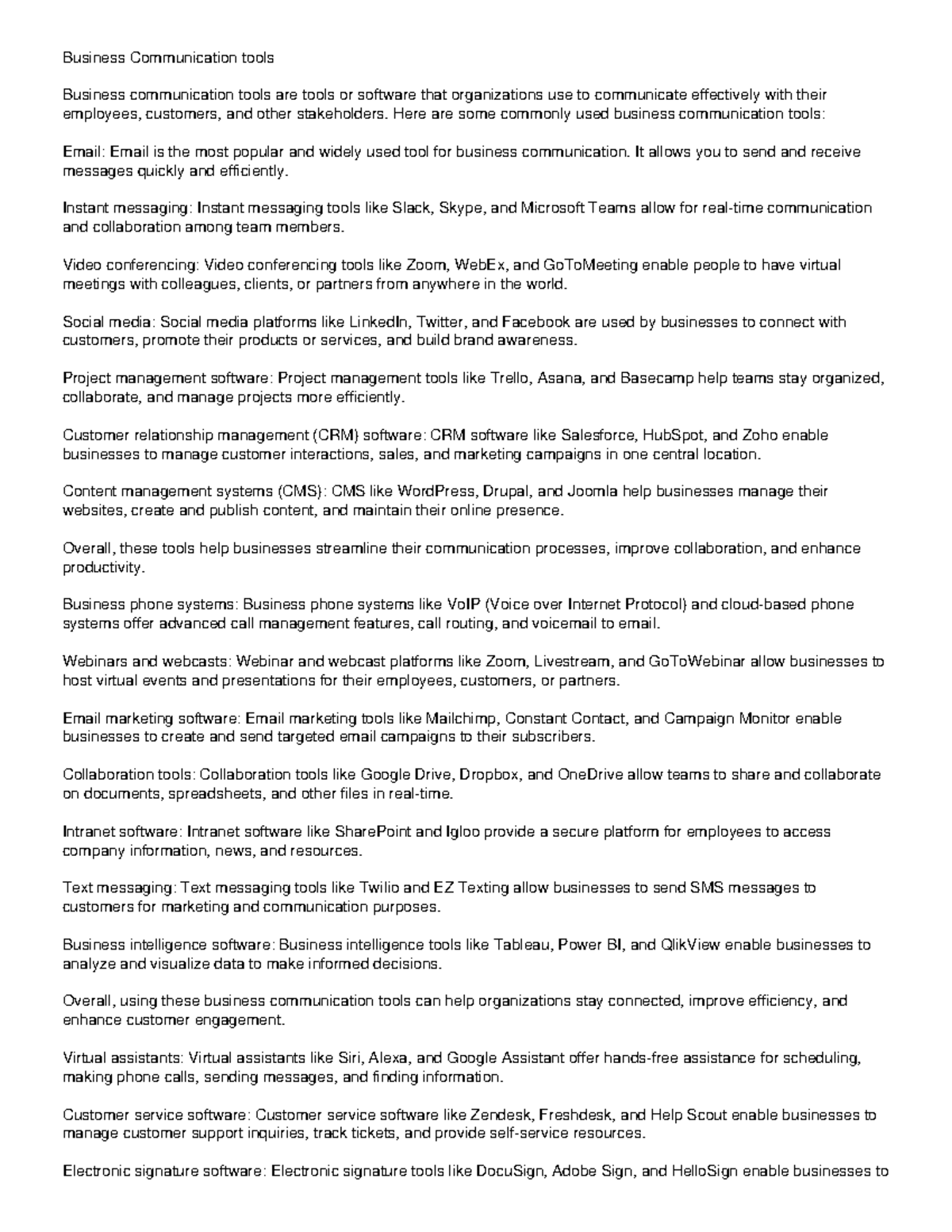 Business Communication tools - Business Communication tools Business communication tools are ...