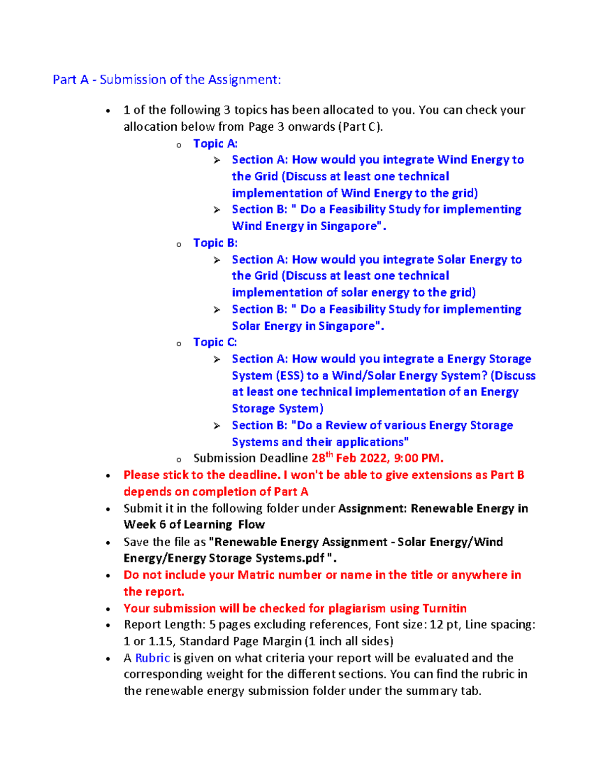 6.0 Renewable Energy Assignment Instructions (Topic Allocations from ...