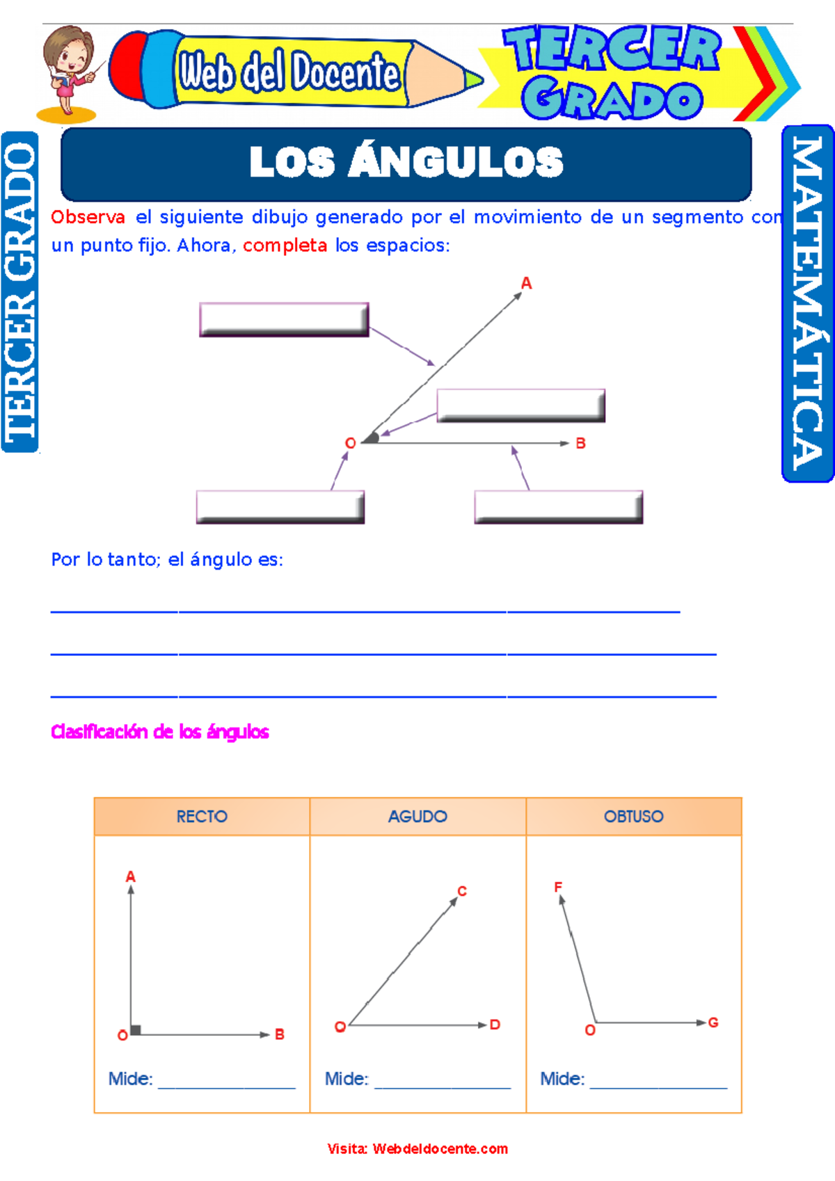 Los Ángulos para Tercer Grado de Primaria - Observa el siguiente dibujo ...