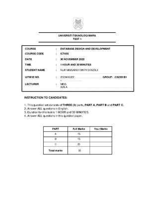 ICT450 FULL Report - FACULTY OF COMPUTER AND MATHEMATHICAL SCIENCES ICT ...
