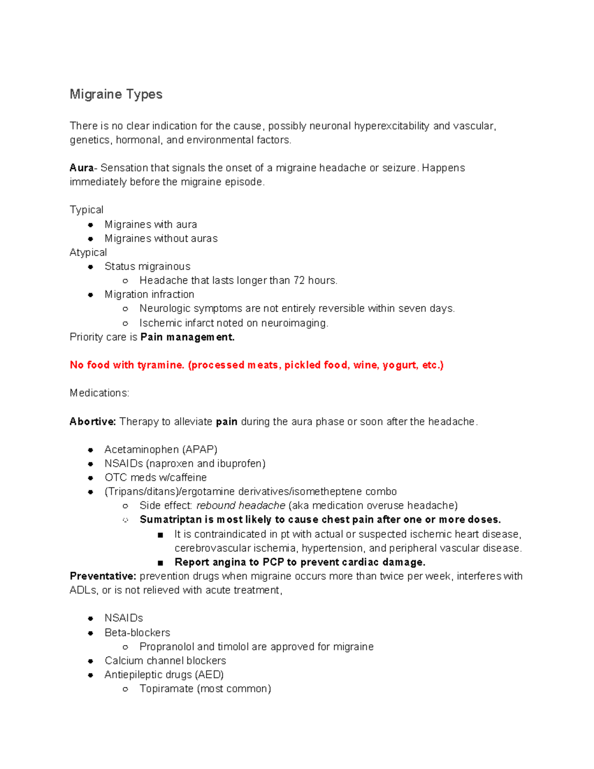 Test one review MDC4 - Migraine Types There is no clear indication for ...