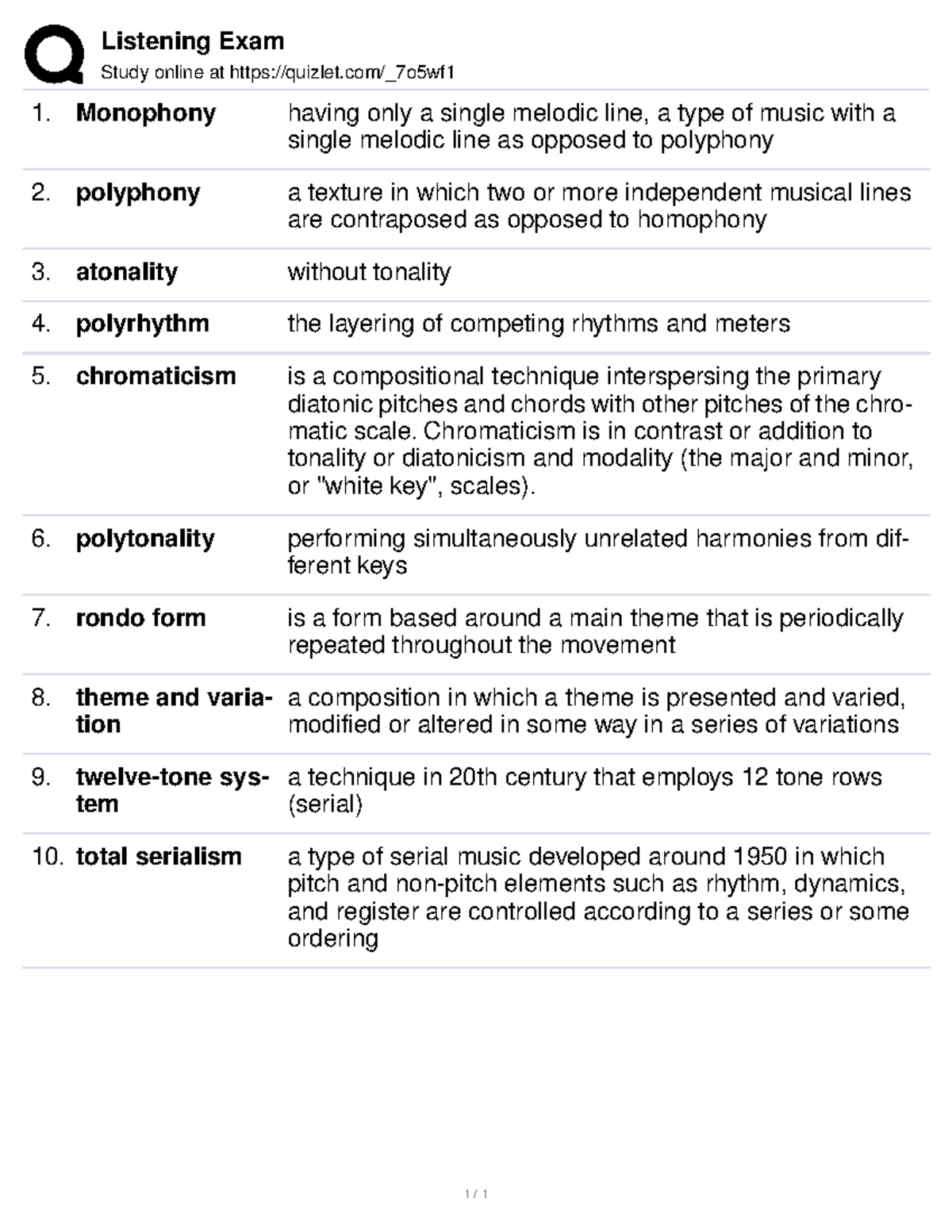 Psy exam - notes - Listening Exam Study online at quizlet/_7o5wf ...