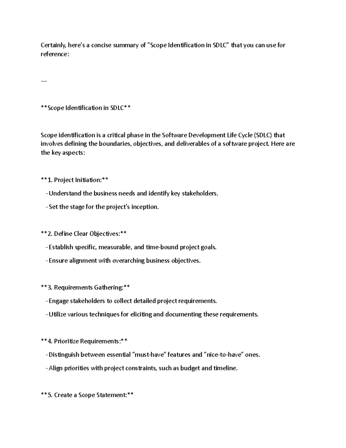 Sdlc-4 - 11111 - Certainly, here's a concise summary of "Scope ...