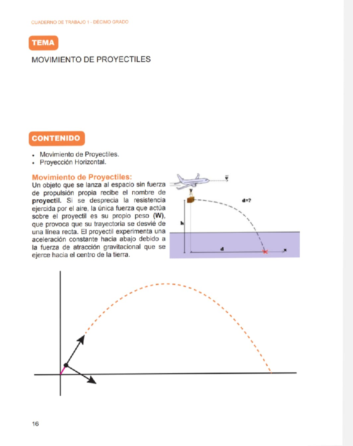 Tema 5; Movimiento de Proyectiles - CUADERNO DE TRABAJO 1-DECIMO GRADO ...