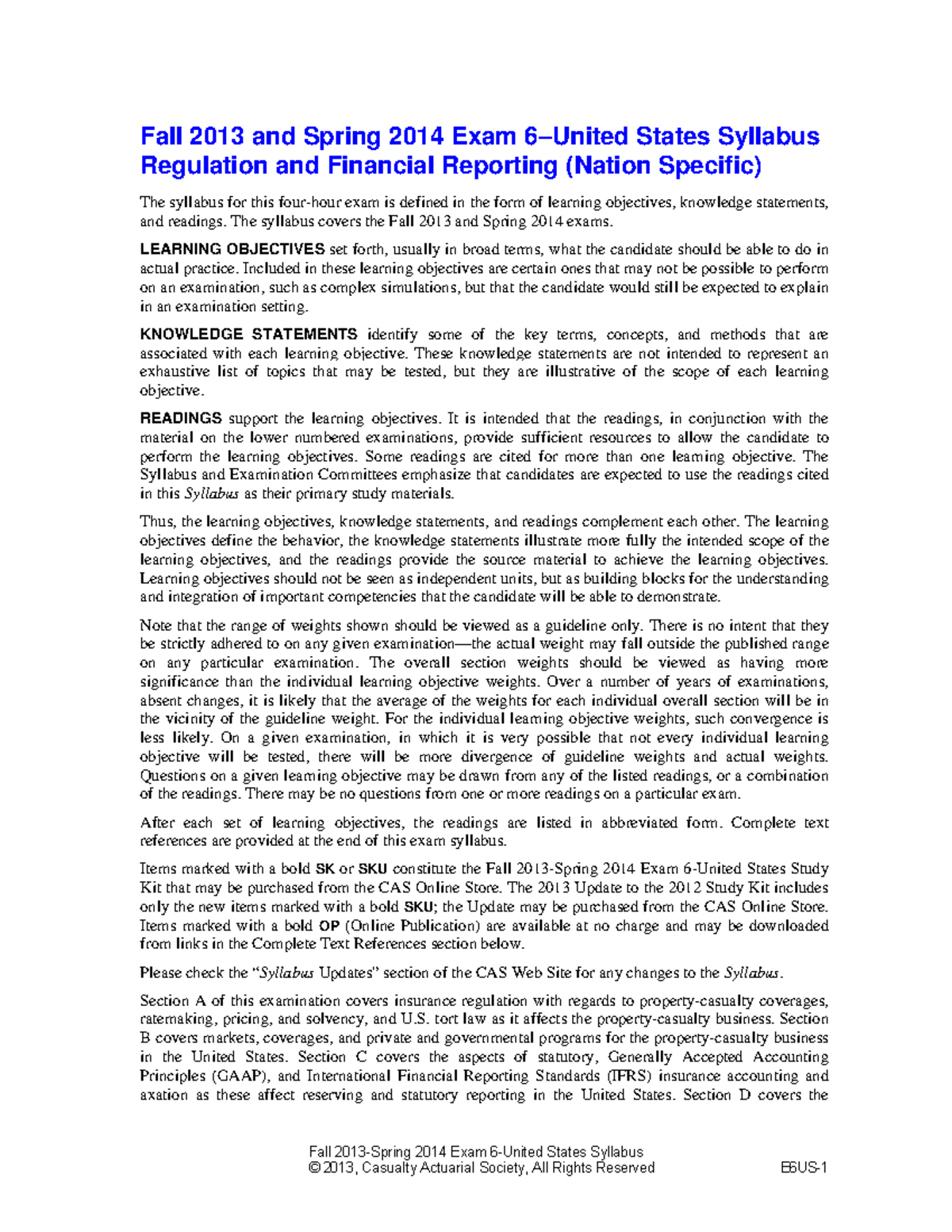 2013 Syllabus - afa - Fall 2013-Spring 2014 Exam 6-United States ...