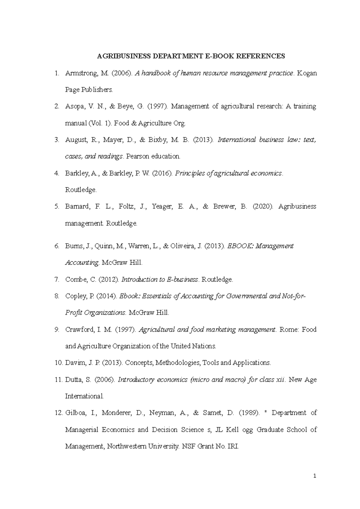 Agribusiness Department E-BOOK References - AGRIBUSINESS DEPARTMENT E ...