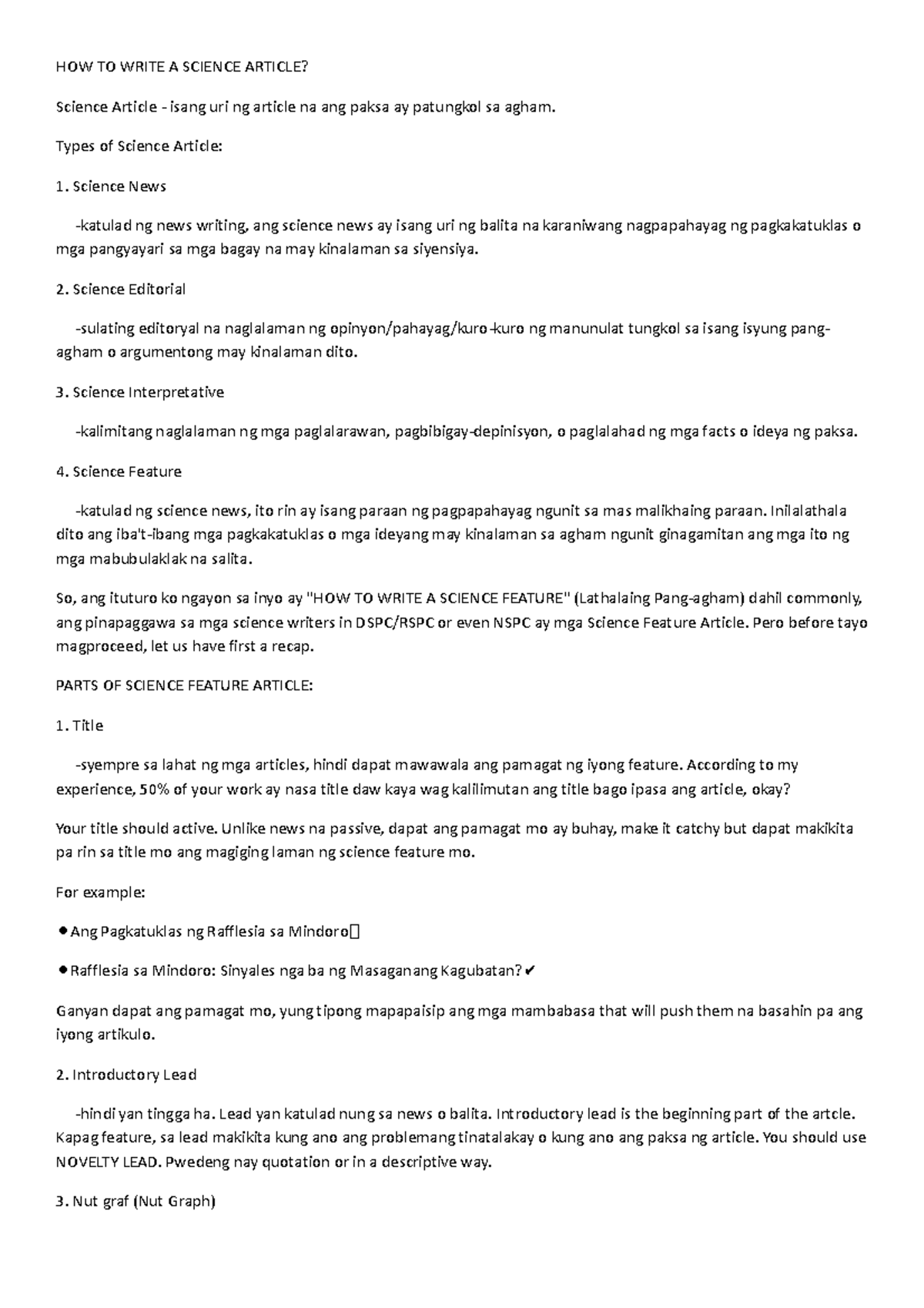 HOW TO Write A Science Article - HOW TO WRITE A SCIENCE ARTICLE ...