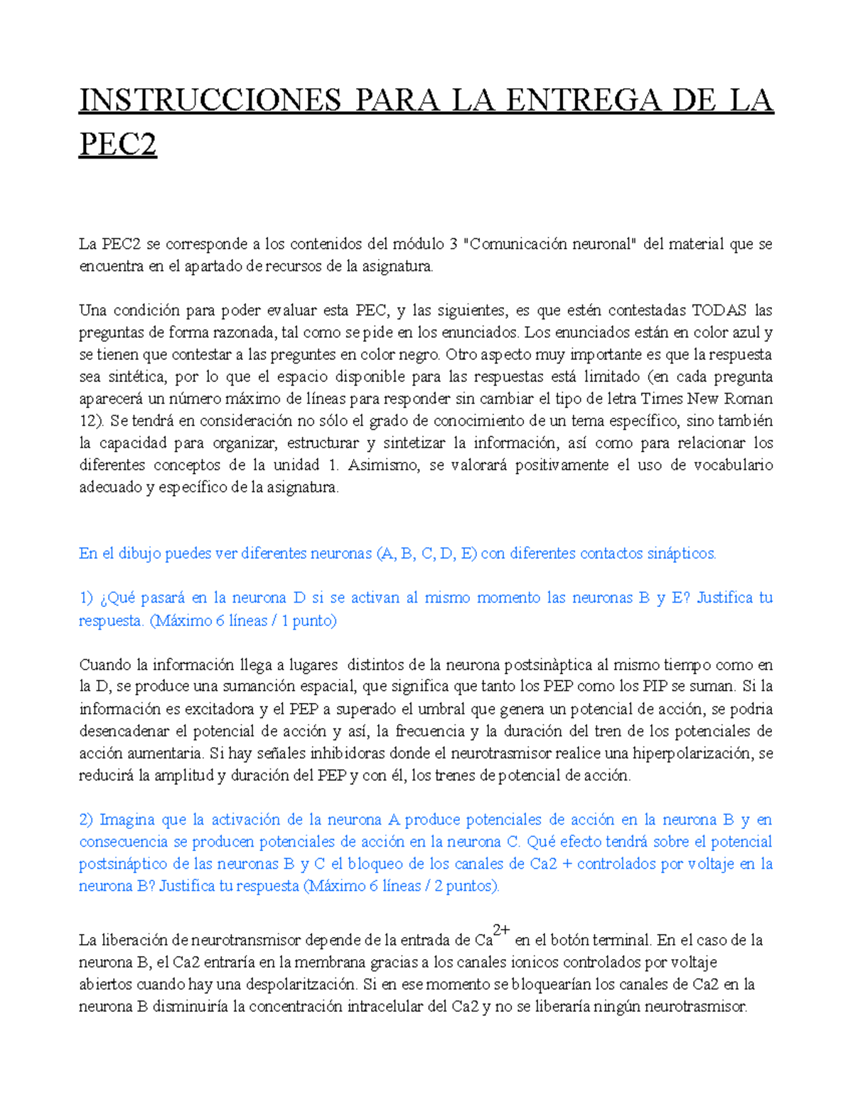 PEC 2 ENTREGA PSICOBIOLOGIA - INSTRUCCIONES PARA LA ENTREGA DE LA PEC ...