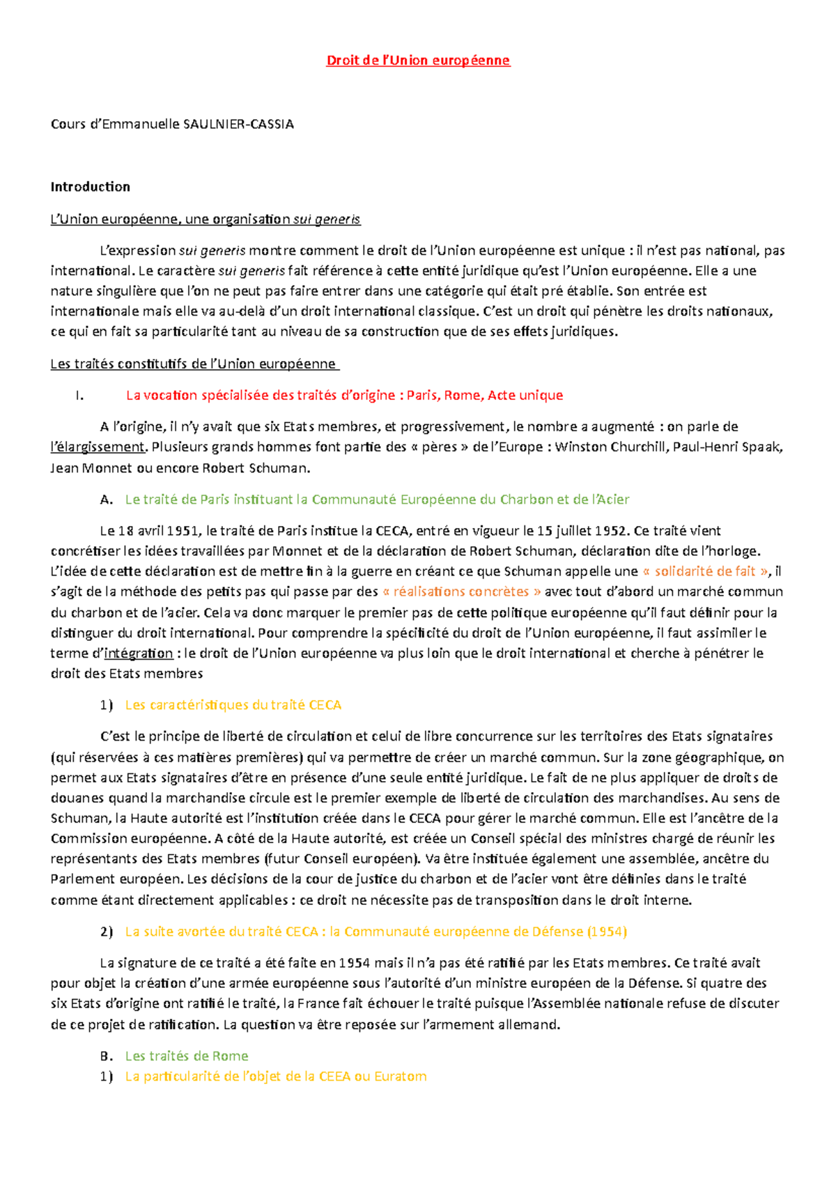 Droit de l'Union européenne - Droit de l’Union européenne Cours d ...