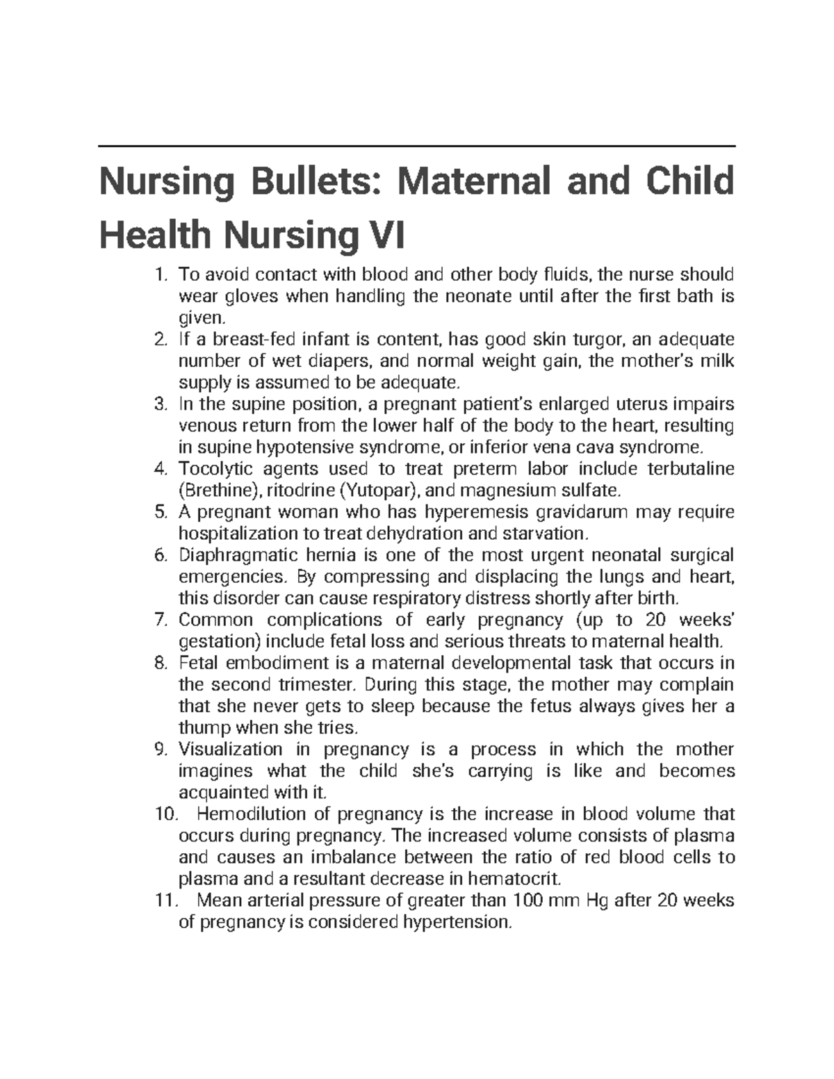 Maternal and Child Health Nursing 6 Bullets - Nursing Bullets: Maternal ...