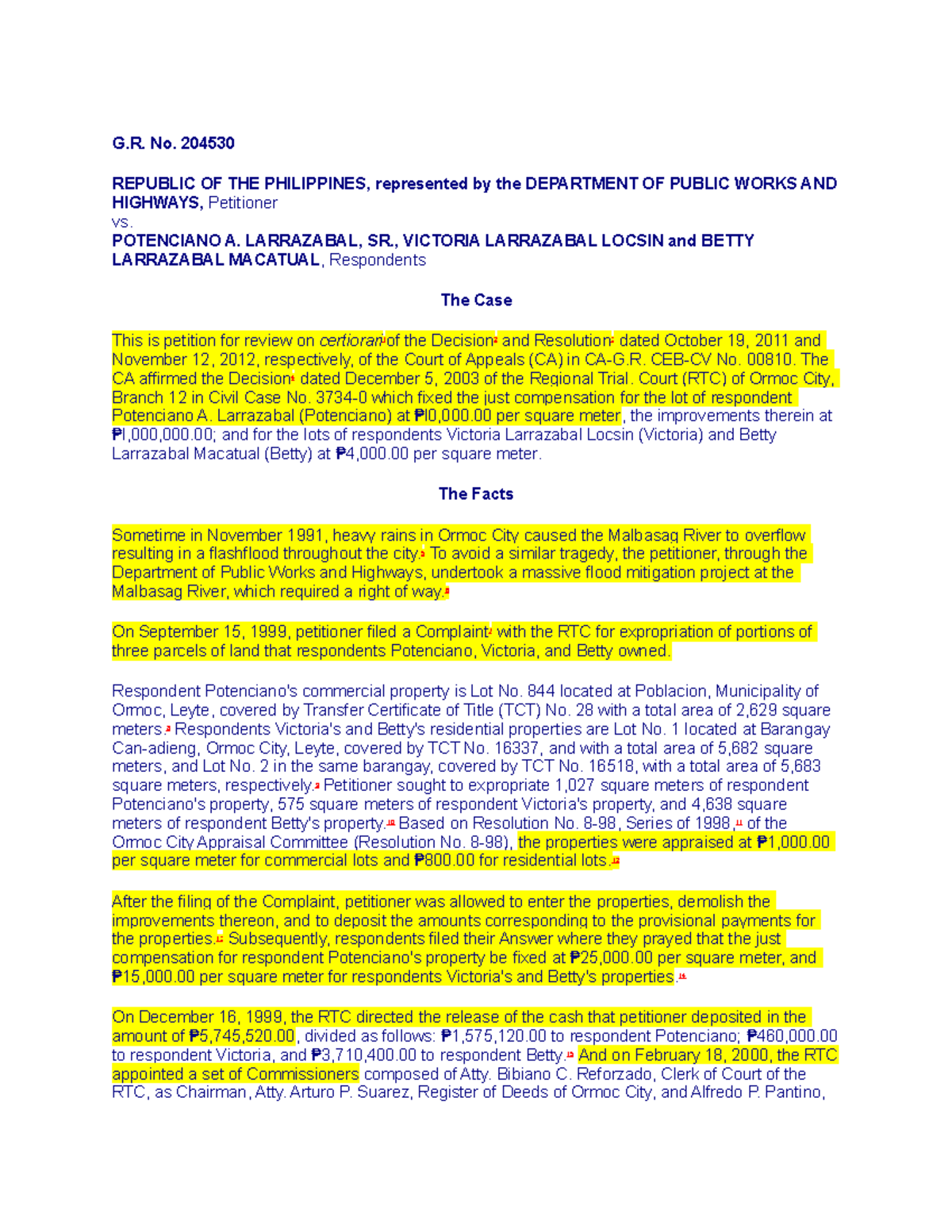 Excerpts for latest casesdigest - G. No. 204530 REPUBLIC OF THE ...
