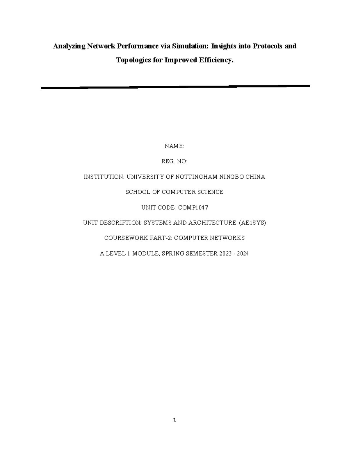 NS-2- Project Report - class notes - Analyzing Network Performance via ...