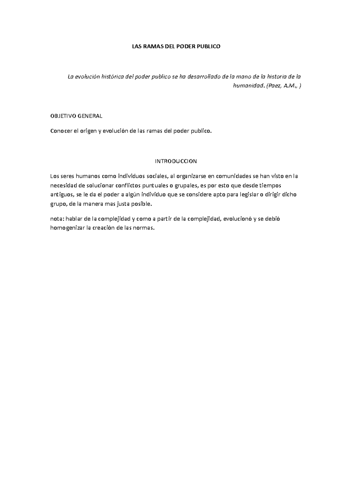 Las ramas del poder publico - LAS RAMAS DEL PODER PUBLICO La evolución ...