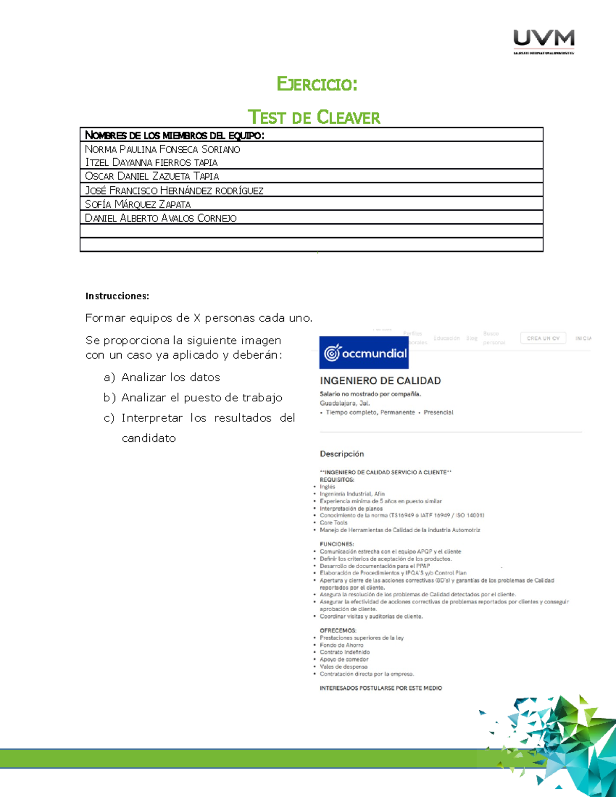 Ejercicio de Test de Cleaver - EJERCICIO: TEST DE CLEAVER NOMBRES DE ...