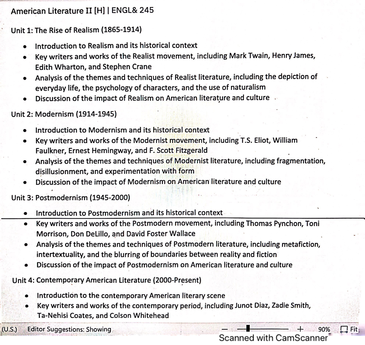 American Literature - Lecture notes - Studocu