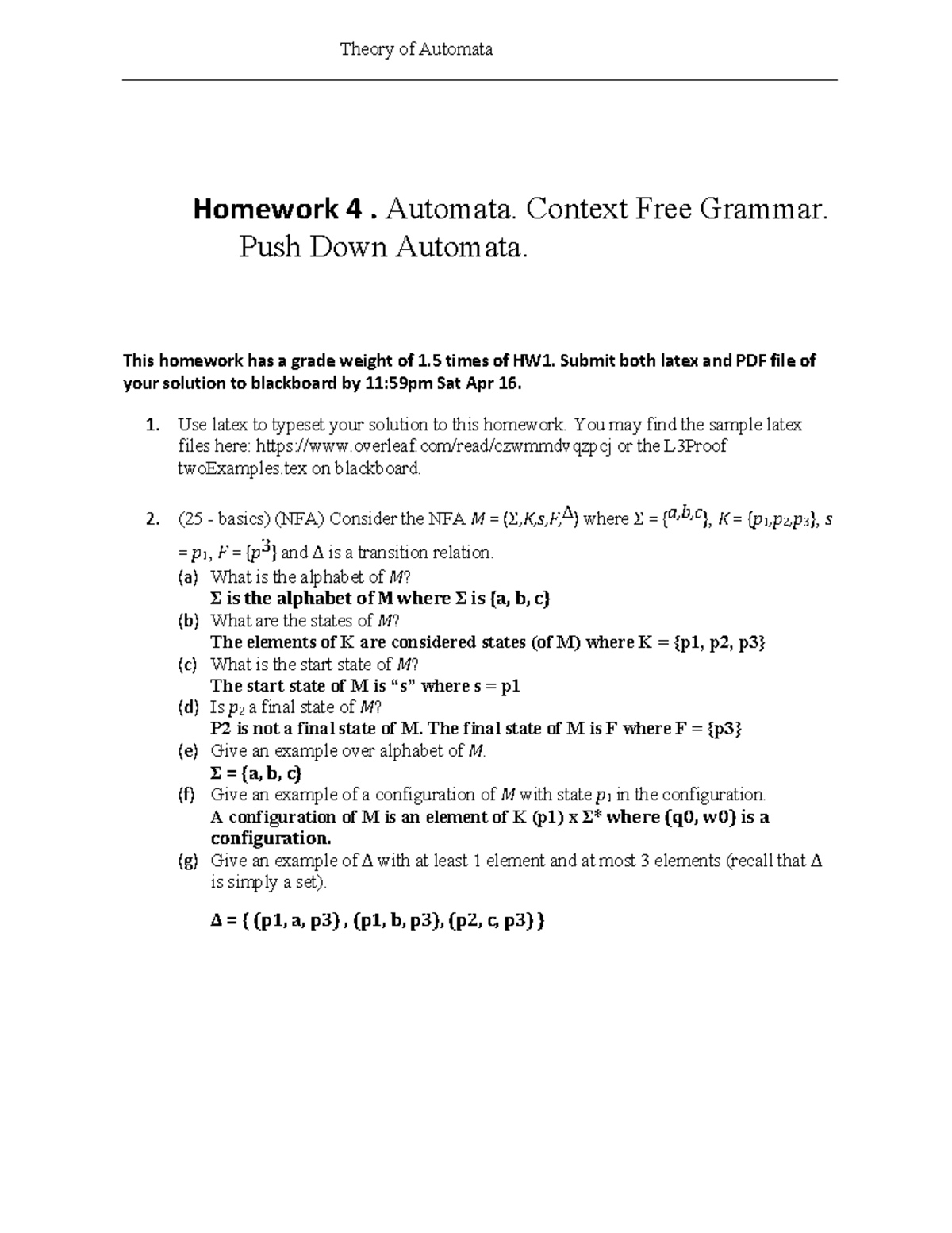 CS 3383 Homework 4 - CS3383-002 Theory of Automata by Y Zhang Abiraam Nagarajan Homework 4 ...