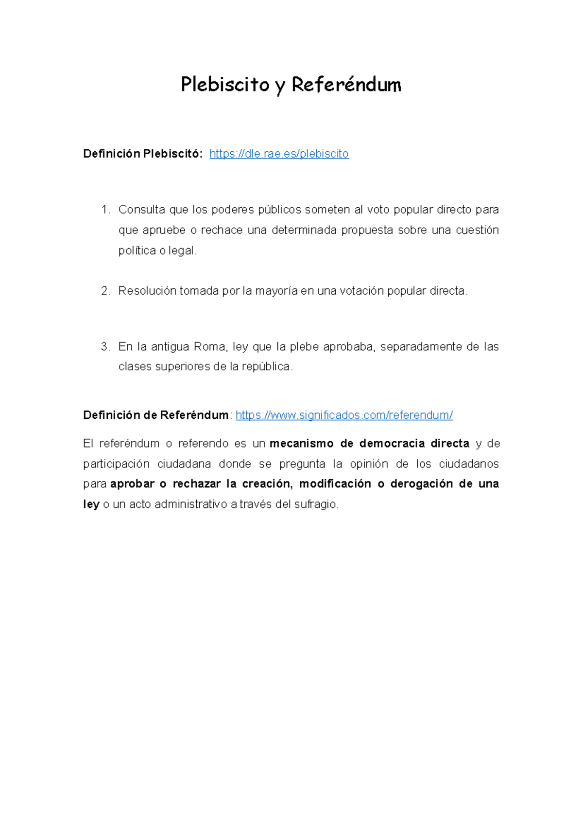 Plebiscito y Referendum, Ligia - Plebiscito y Referéndum Definición ...