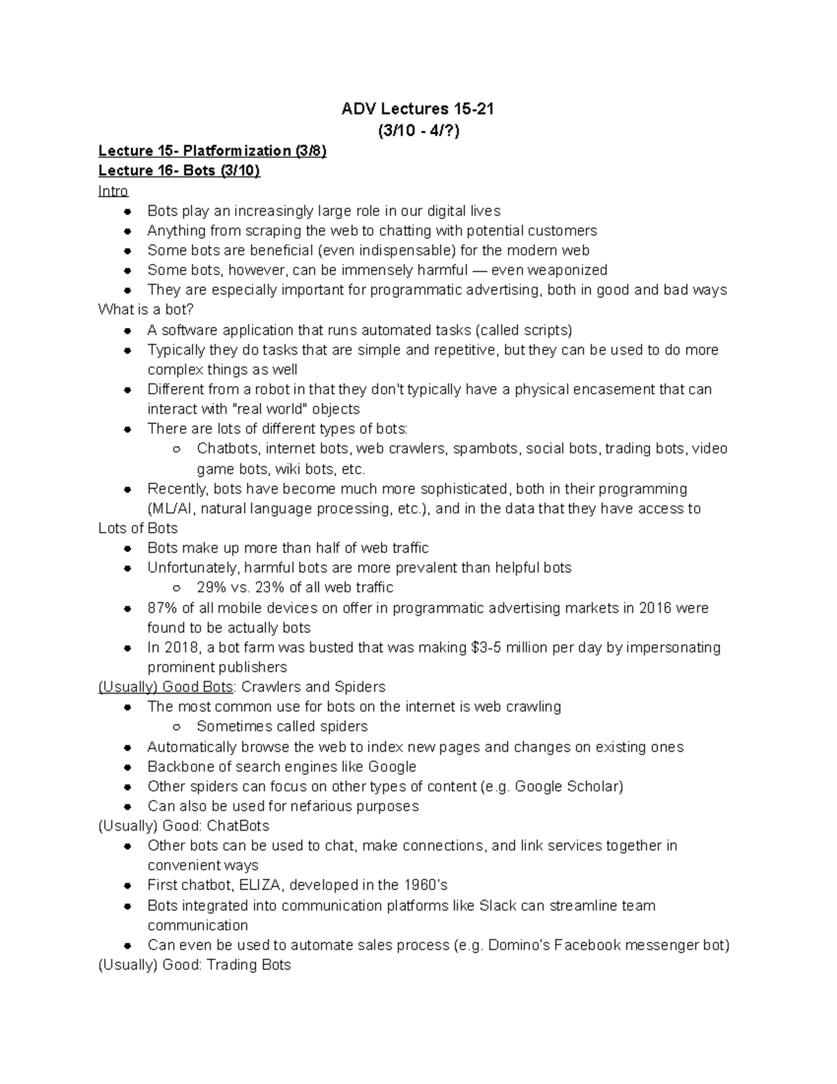 Adv305 Lectures 15 21 Adv 305 Lecture Notes Chapters 15 21 Jacob