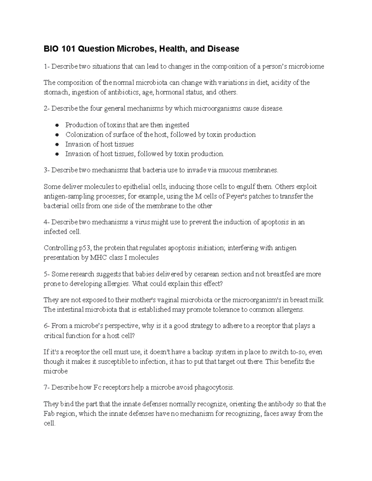 Lecture 7 Homework - biology - BIO 101 Question Microbes, Health, and ...