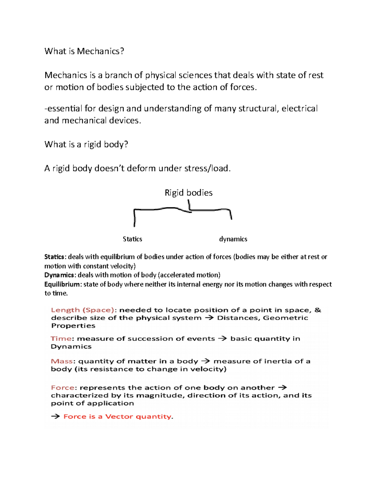 What is Mechanics? Unit 1 important topics - What is Mechanics ...