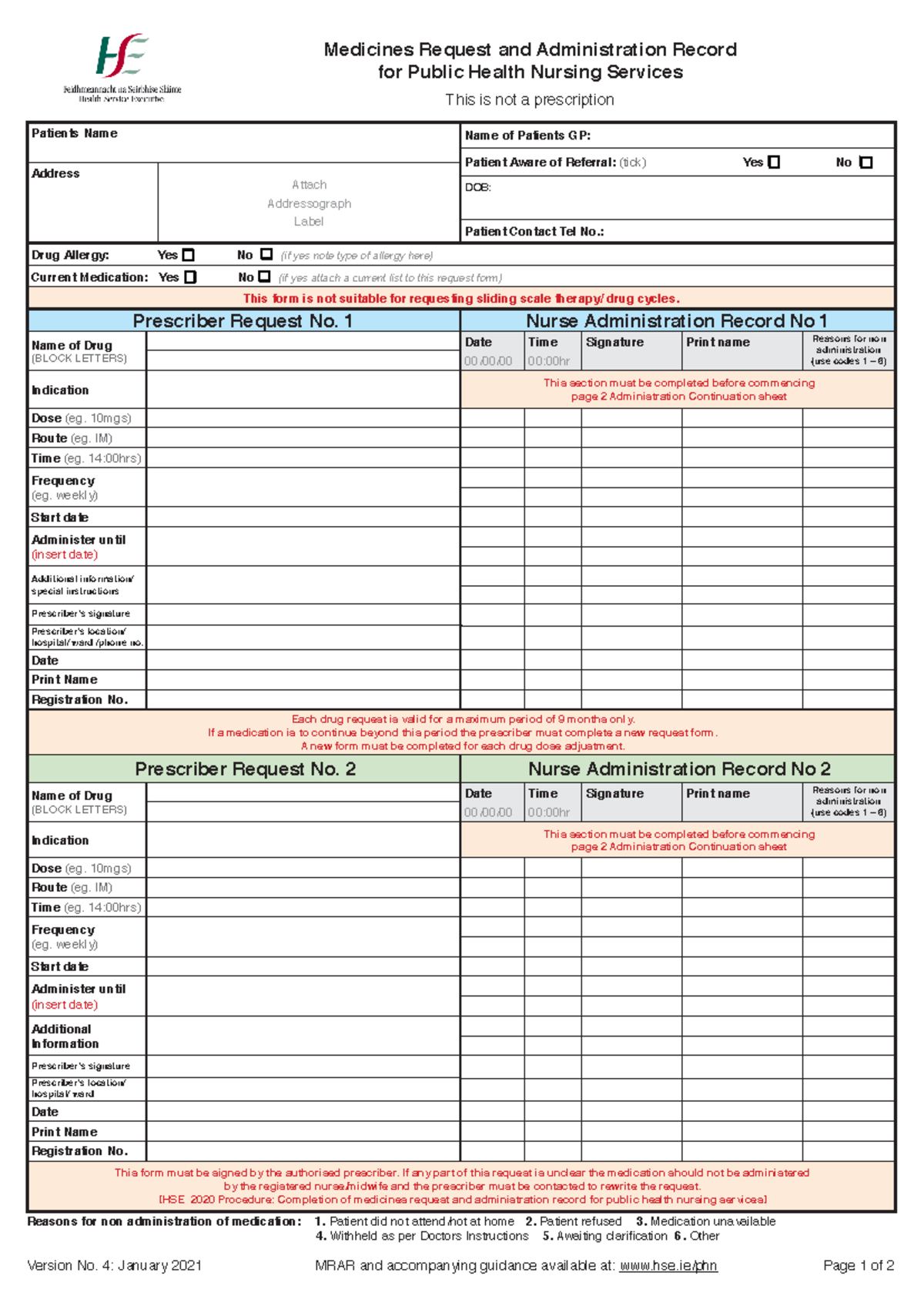 Medicine request and administration record for phn services - Medicines ...