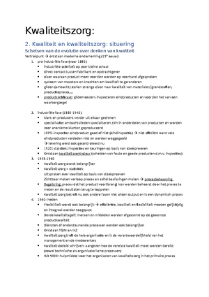 Kwaliteitszorg - Kwaliteitszorg H1 FOD - Studocu