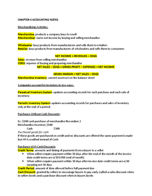 Accounting Notes - Chapter 1 Accounting Notes Accounting: information ...