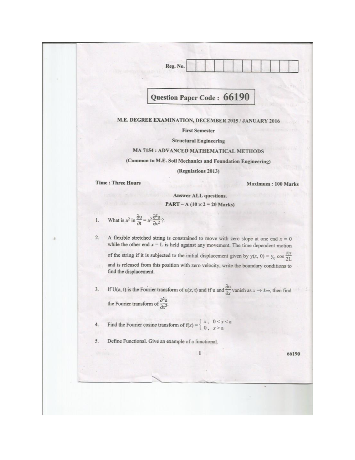 AMM DEC 2015 - Question paper - Civil Engineering - Studocu