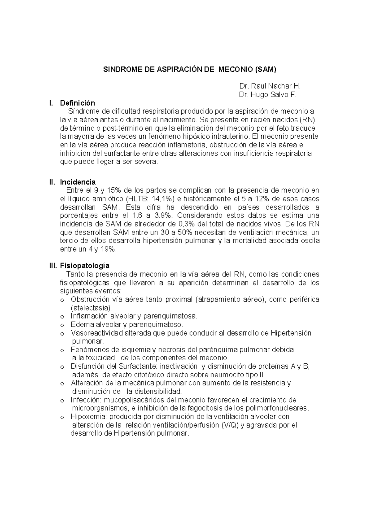 Sindrome Aspirativo Meconial - SINDROME DE ASPIRACIÓN DE MECONIO (SAM ...