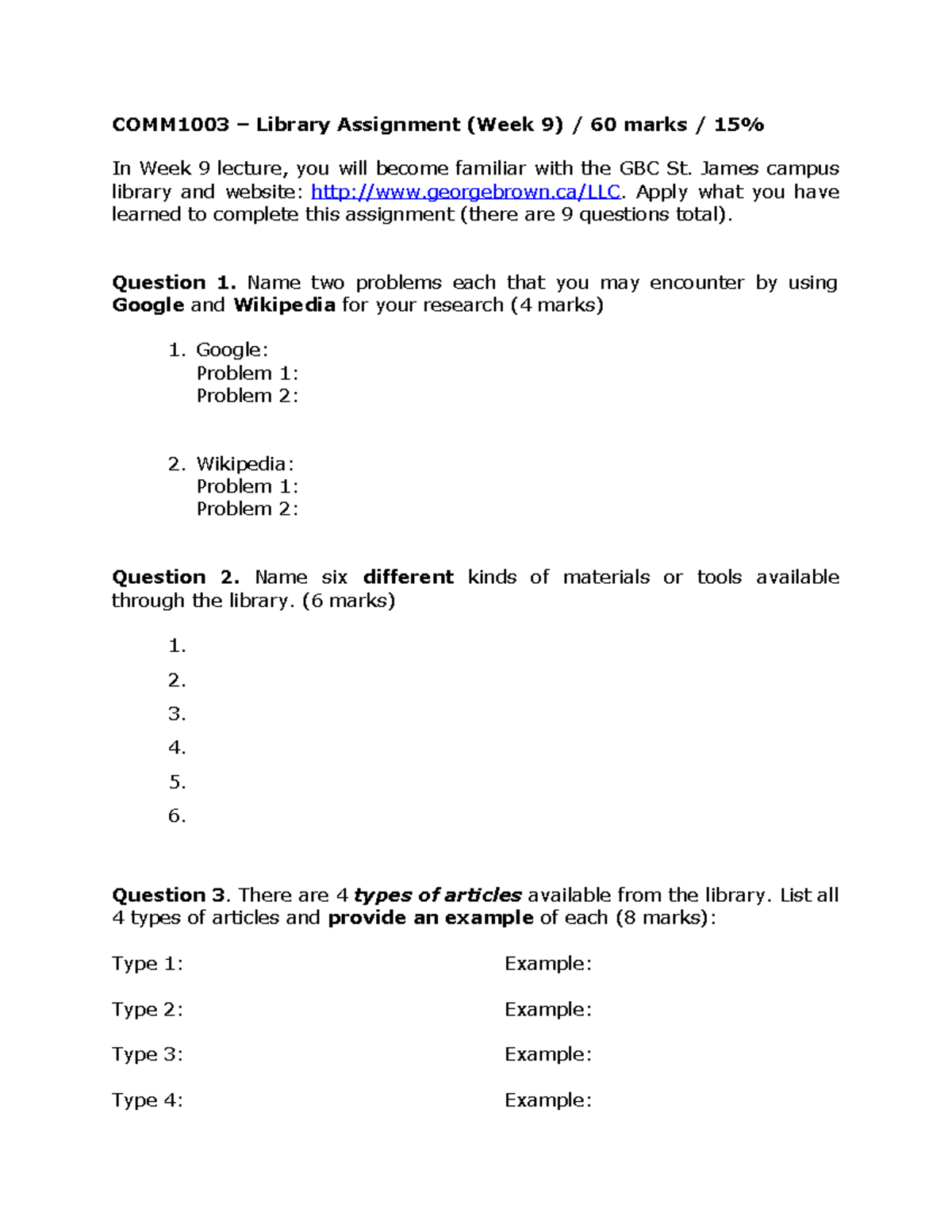 Fall 2020 Library Assignment - COMM1003 – Library Assignment (Week 9 ...