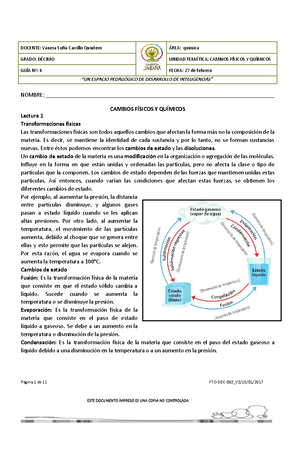 Cambios fisicos y quimicos - CAMBIOS FÍSICOS Y QUÍMICOS Lectura 1 ...