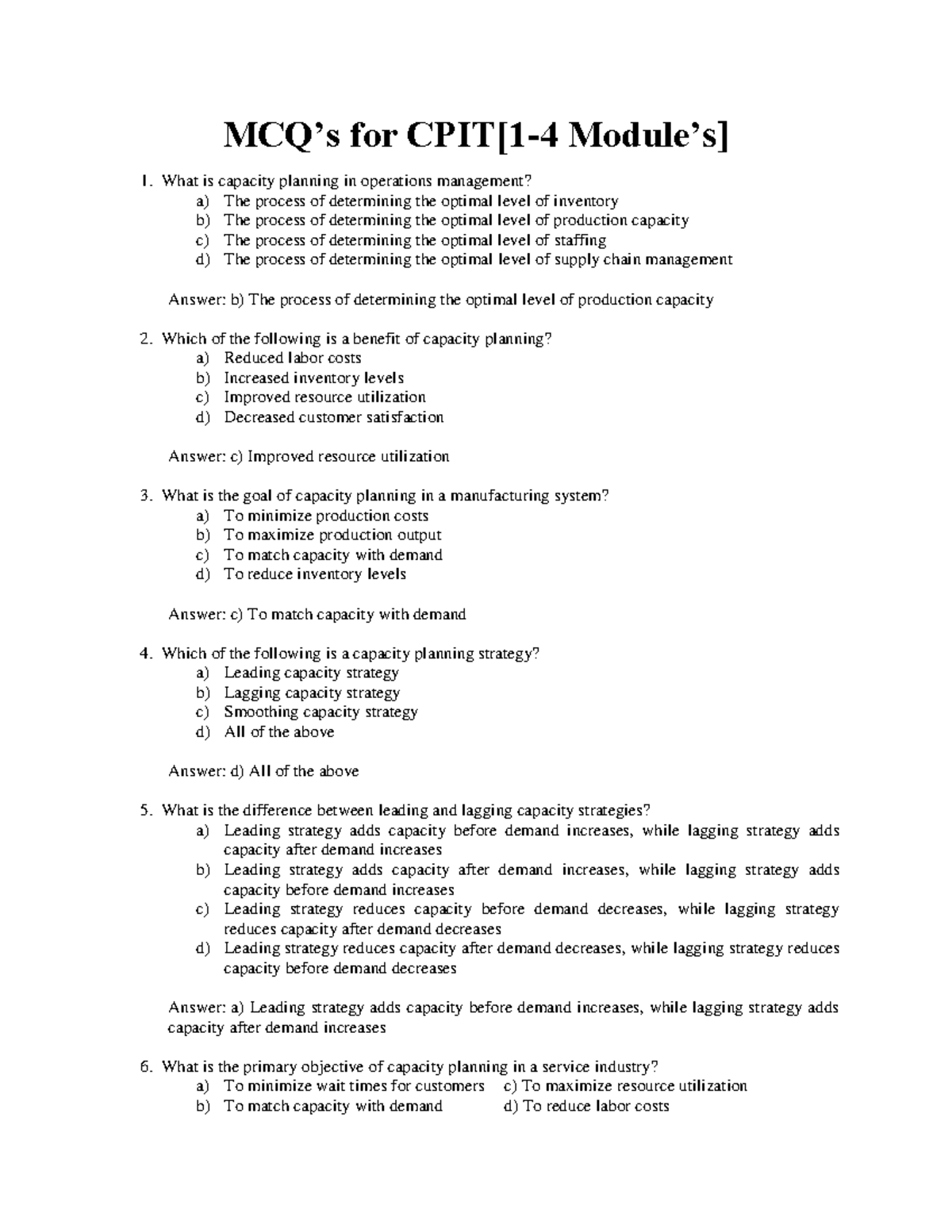 CPIT Notes - MCQ’s for CPIT[1-4 Module’s] What is capacity planning in ...