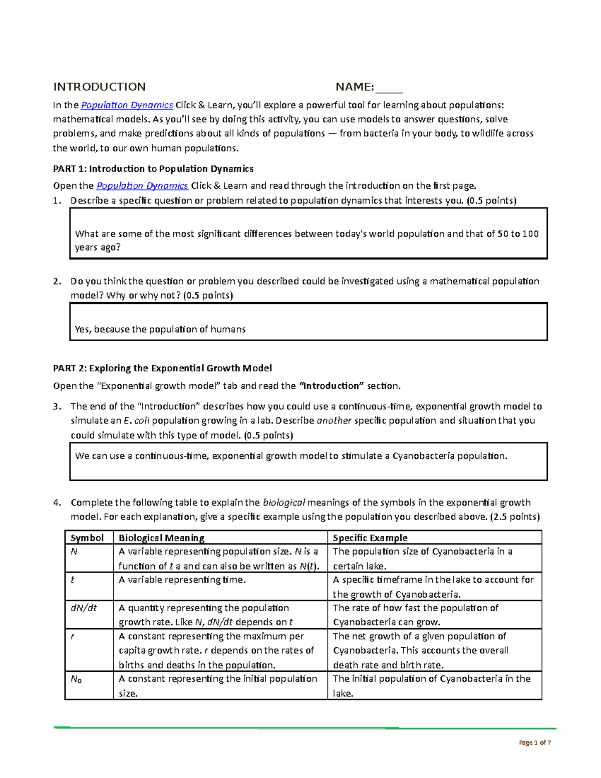 Student Worksheet - homework plus classwork - INTRODUCTION NAME ...