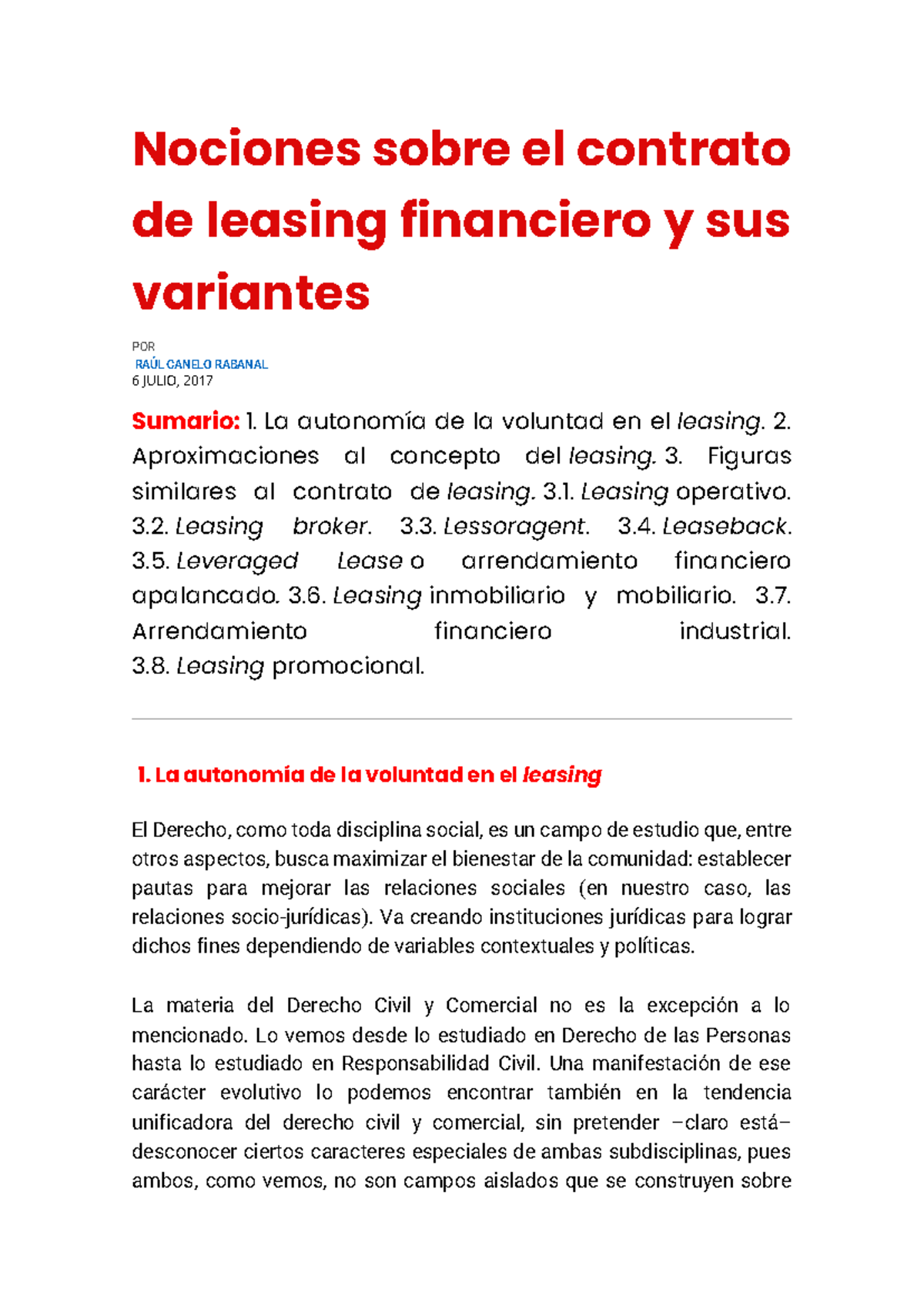Leasing financiero y operativo - Nociones sobre el contrato de leasing ...