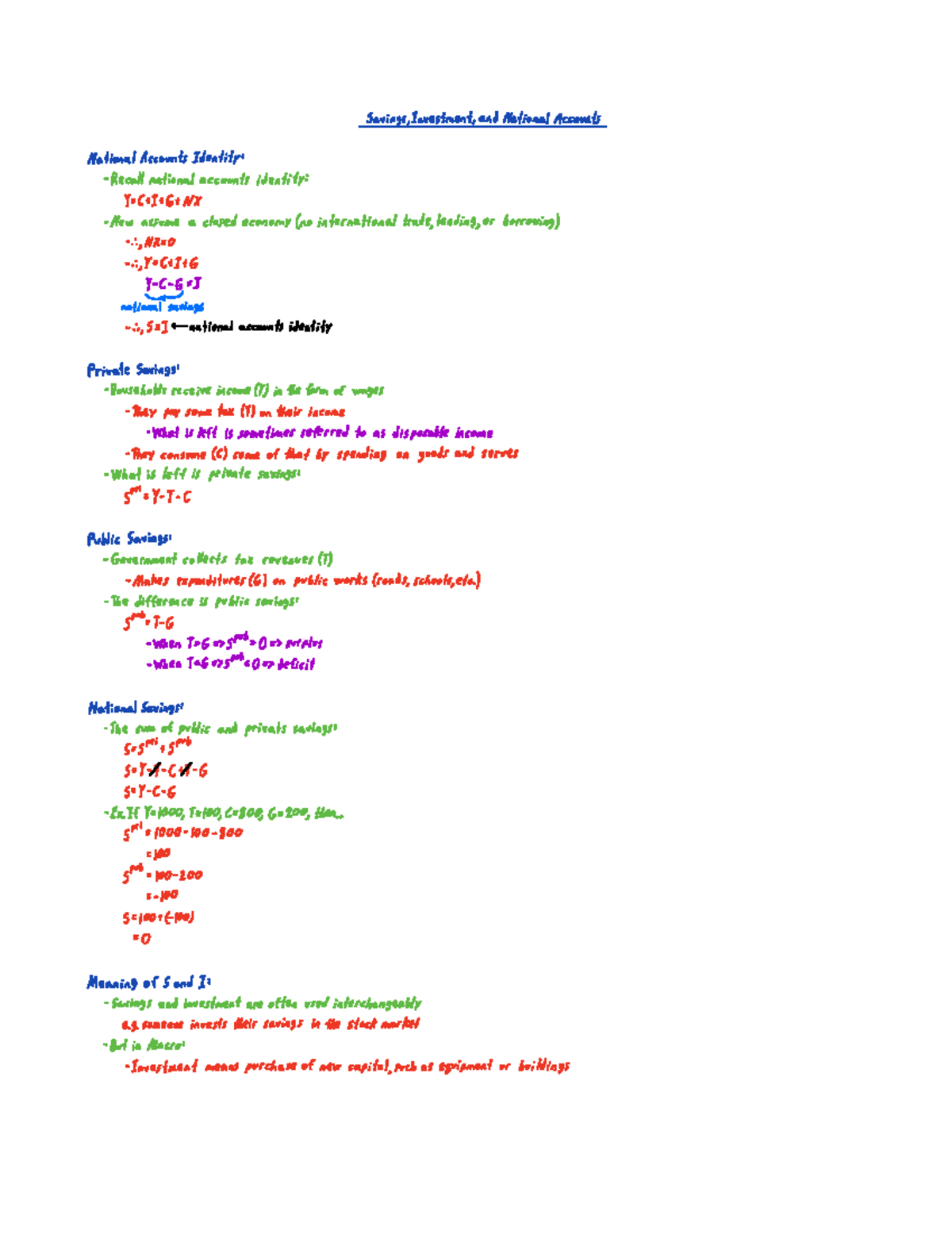 Lecture 4 Notes GDP - SavingsInvestmentandNationalAccounts ...