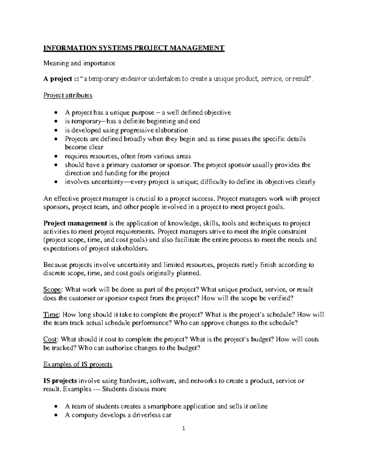 Information Systems Project Management - diploma in information ...