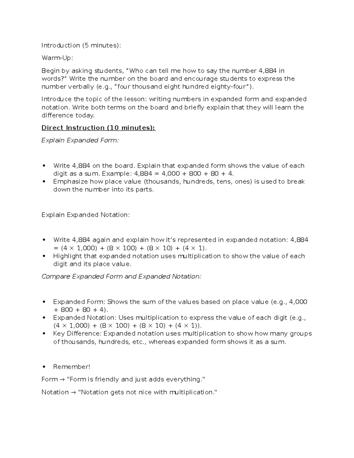 Expanded form versus expanded notation review - Introduction (5 minutes ...