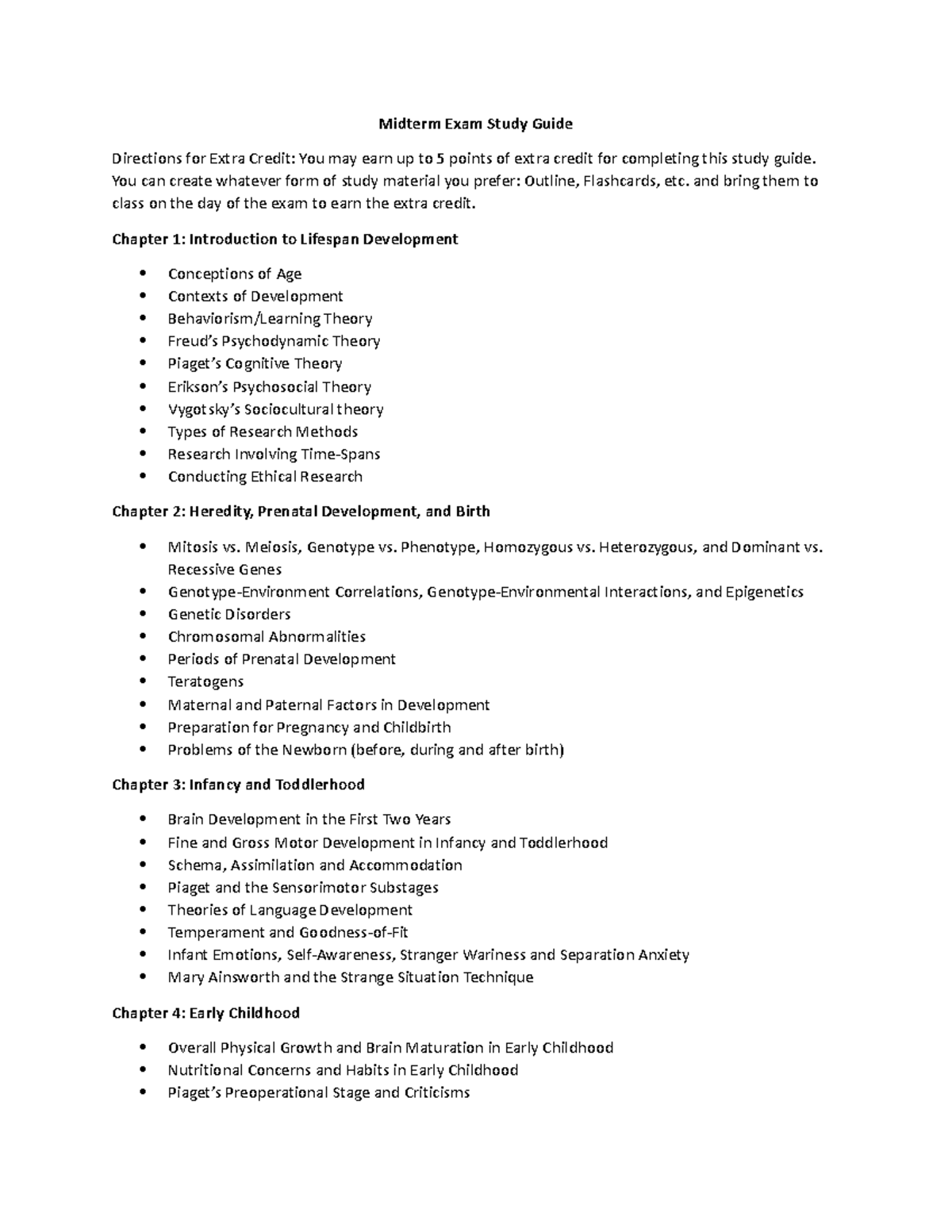 Midterm Exam Study Guide-1 - Midterm Exam Study Guide Directions for Extra Credit: You may earn ...