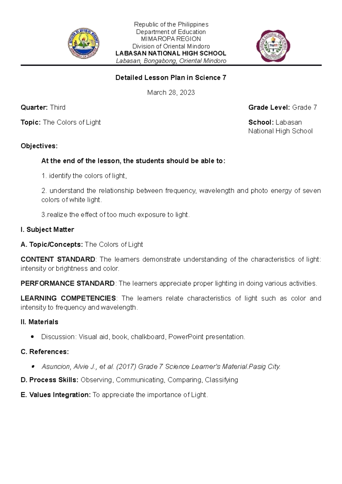 DAY 7 G7 2 - Gjgfn - Department of Education MIMAROPA REGION Division ...