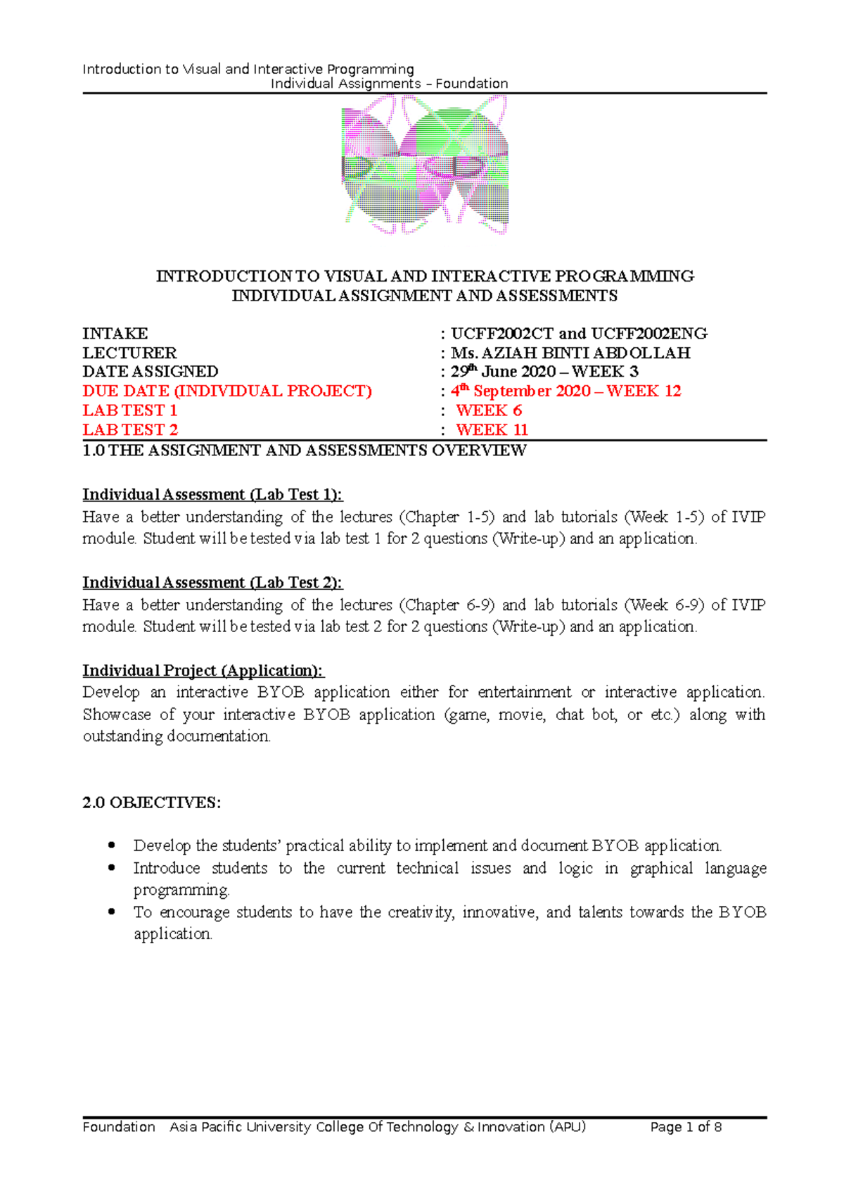 Ct005 4 0 Ivip Individual Assignment Question Ucff2002 Individual Assignments Foundation